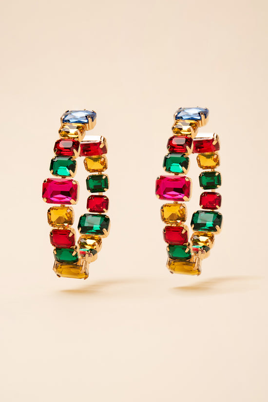 Eliana Large Stone Hoops – Sophia Collection